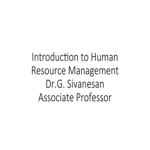 Introduction to Human Resource Management | PPT