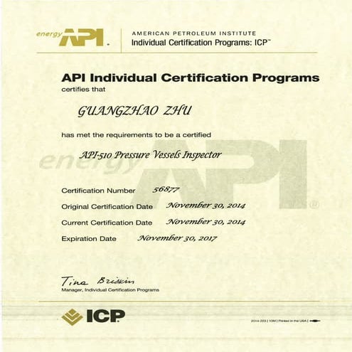 API 510 Certificate | PDF