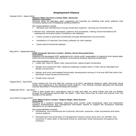 Employment History | DOC