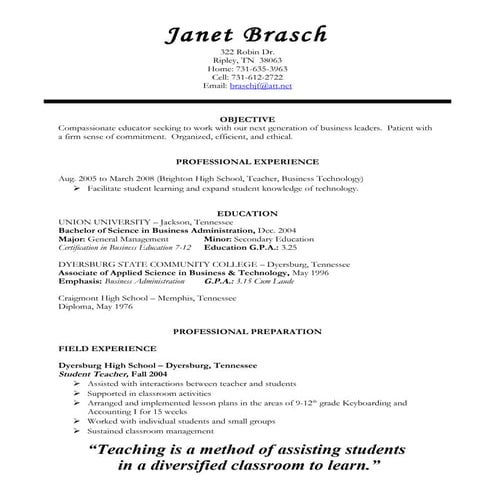 Teaching Resume | DOC | Professional School | Postgraduate Education