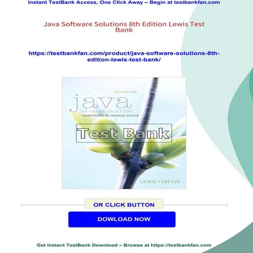 Java Software Solutions 8th Edition Lewis Test Bank | PDF