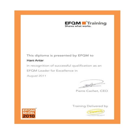 EFQM-L4E Certificate | PDF