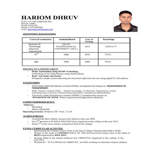 resume hariom dhruv (1) | PDF
