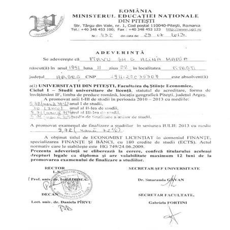ADEVERINTA DE ABSOLVIRE - FACULTATE | PDF