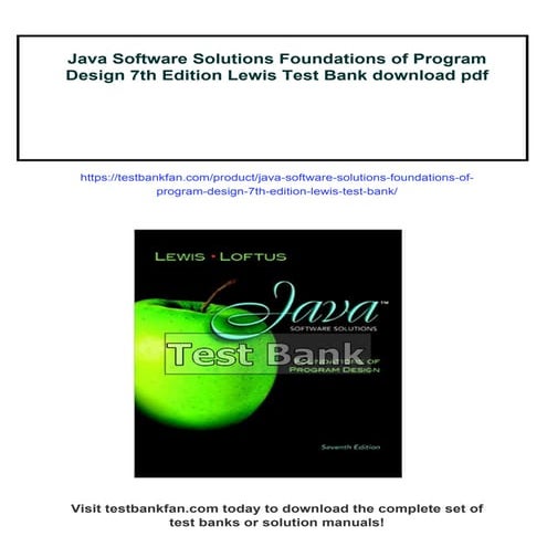 Java Software Solutions Foundations of Program Design 7th Edition Lewis ...