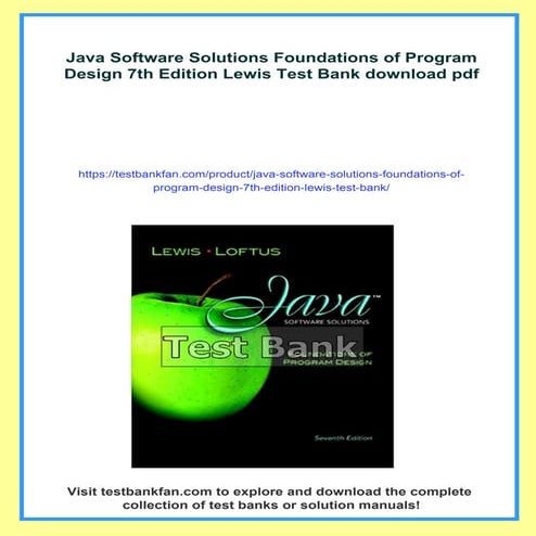 Java Software Solutions Foundations of Program Design 7th Edition Lewis ...