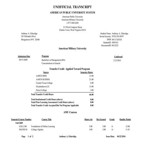 AMU Transcript | PDF
