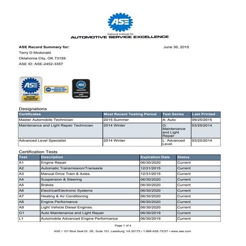 Certification Status | PDF