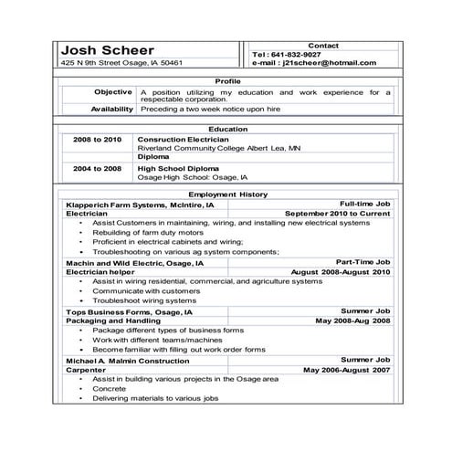 Josh Scheer Resume | PDF