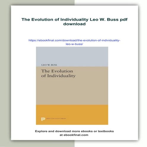 The Evolution of Individuality Leo W. Buss | PDF