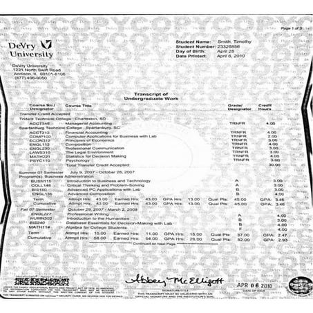 Devry transcript | DOCX