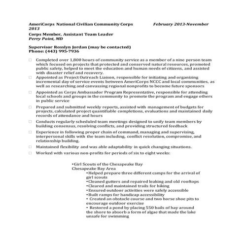 Detailed AC Resume | DOCX | Non-Profit Organizations | Industries