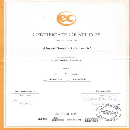 Certificate of General English | PDF