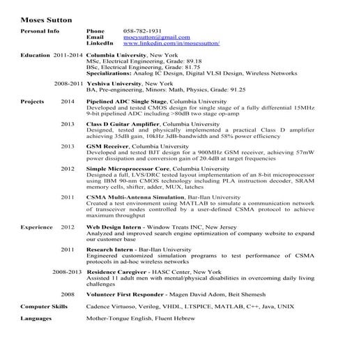 Moses Sutton CV | PDF