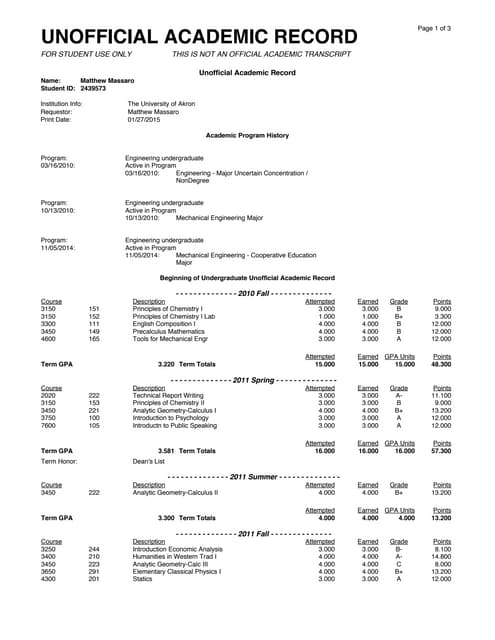 UnofficialTranscript | PDF