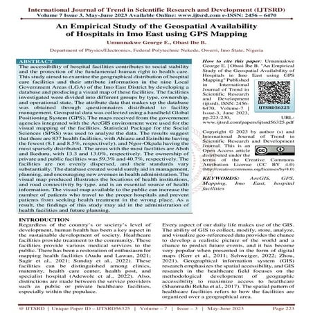 An Empirical Study of the Geospatial Availability of Hospitals in Imo ...