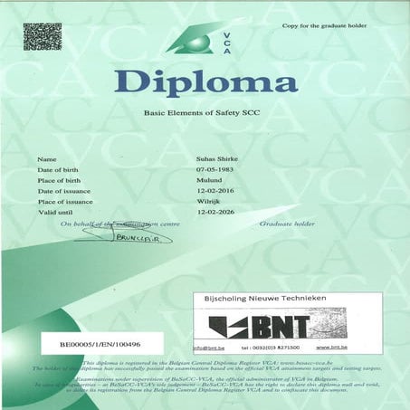 VCA CERT.SUHAS_001 | PDF