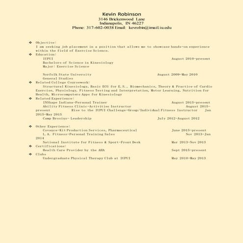 kevin robinson resume | DOCX
