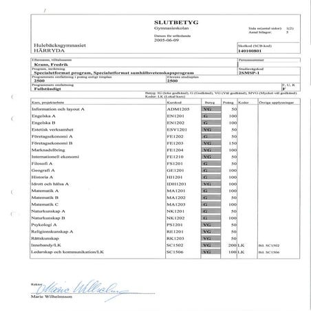 Gymnasiebetyg (1) | PDF