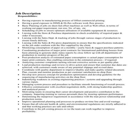 Job Description and Responsibility | PDF