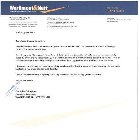 danielle callaghan warlimont and nutt testimonial | PDF