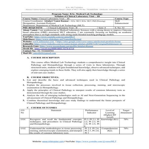 32_Clinical Laboratory Visit - III.pdf | Biological Sciences | Science