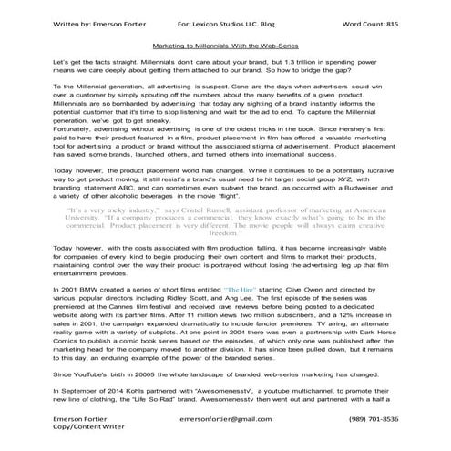 Marketing to Millennials With the Web | DOCX