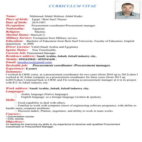 M.MAHMOUD CV ENGLISH | PDF