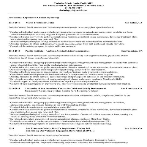 Resume CM Davis, PsyD, MEd | PDF