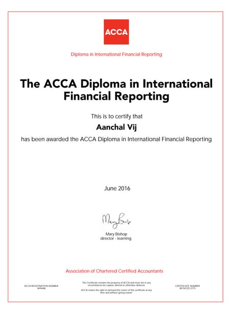 Certificate ACCA | PDF