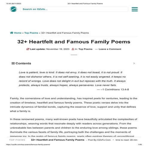 30 Famous Family Poems | PDF