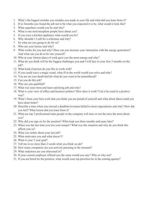 The 50 most common interview questions | PDF
