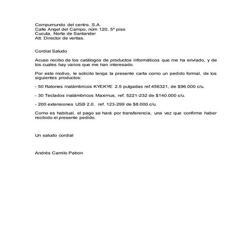 Carta de pedido | DOCX