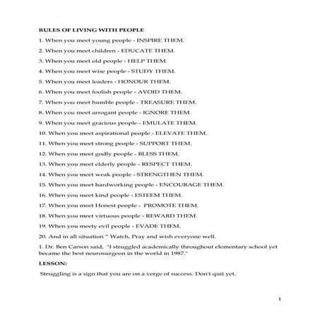 32) RULES OF LIVING WITH PEOPLE.pdf rules to follow | PDF
