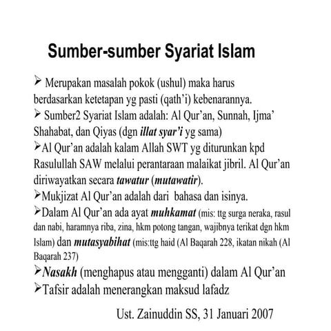 33. sumber sumber syariat islam | PPT