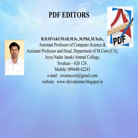 PDF EDITORS - R.D.Sivakumar | PPTX