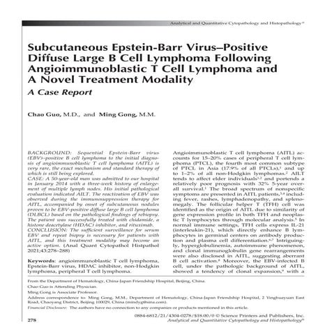Subcutaneous Epstein-Barr Virus–Positive Diffuse Large B Cell Lymphoma Following ...