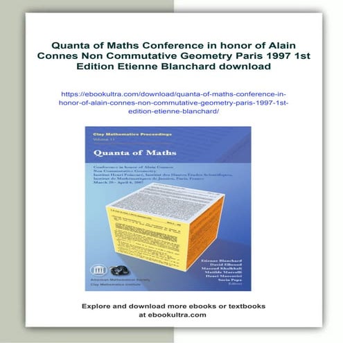Quanta of Maths Conference in honor of Alain Connes Non Commutative ...