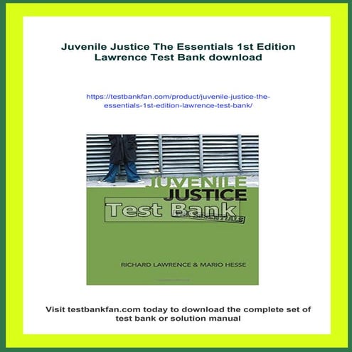 Juvenile Justice The Essentials 1st Edition Lawrence Test Bank | PDF