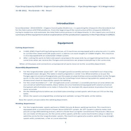 Pipe Spool fabrication Division Presentation for MHI 25-07-13
