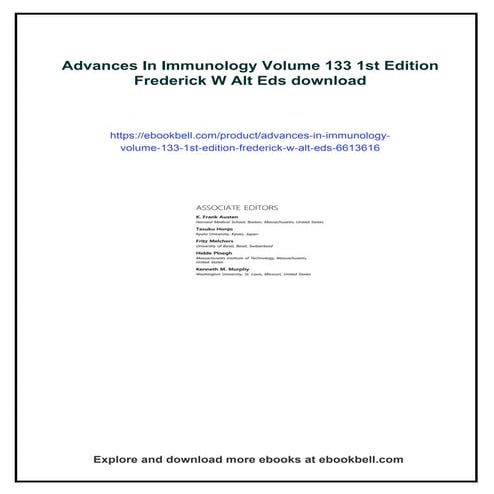 Advances In Immunology Volume 133 1st Edition Frederick W Alt Eds | PDF