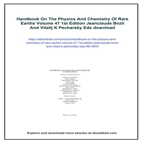 Handbook On The Physics And Chemistry Of Rare Earths Volume 47 1st ...