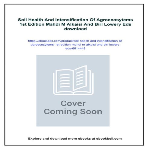 Soil Health And Intensification Of Agroecosytems 1st Edition Mahdi M ...
