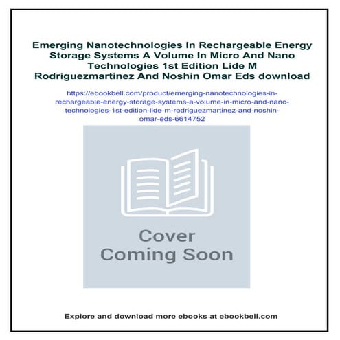 Emerging Nanotechnologies In Rechargeable Energy Storage Systems A ...