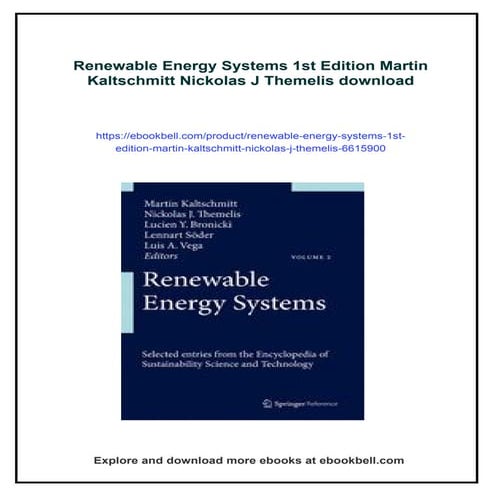 Renewable Energy Systems 1st Edition Martin Kaltschmitt Nickolas J ...