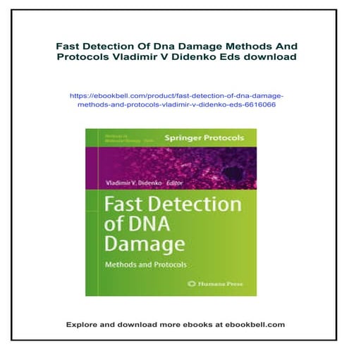 Fast Detection Of Dna Damage Methods And Protocols Vladimir V Didenko ...