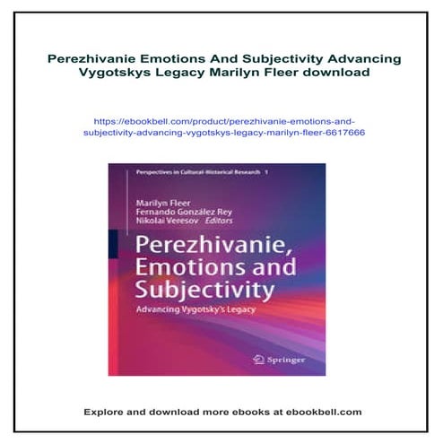 Perezhivanie Emotions And Subjectivity Advancing Vygotskys Legacy ...