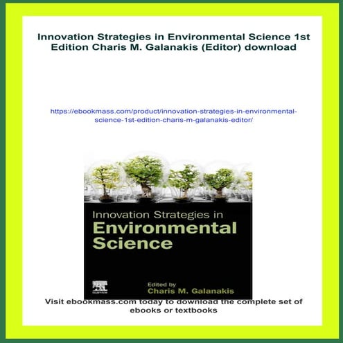 Innovation Strategies in Environmental Science 1st Edition Charis M. Galanakis (Editor) | PDF