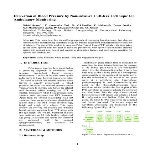 LabVIEW Based Measurement of Blood Pressure using Pulse Transit Time | PDF
