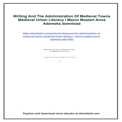Writing And The Administration Of Medieval Towns Medieval Urban ...
